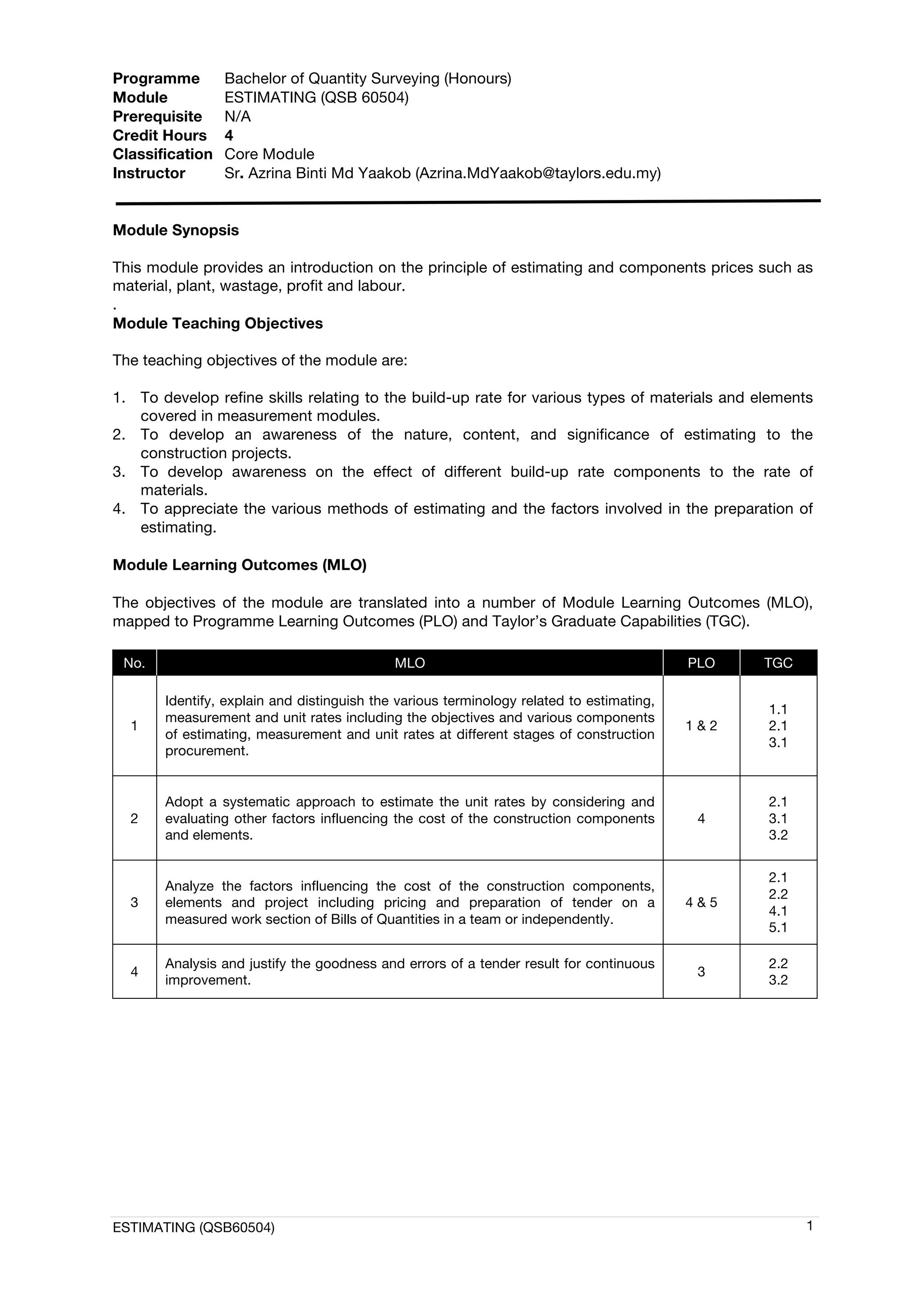 Co estimating | PDF