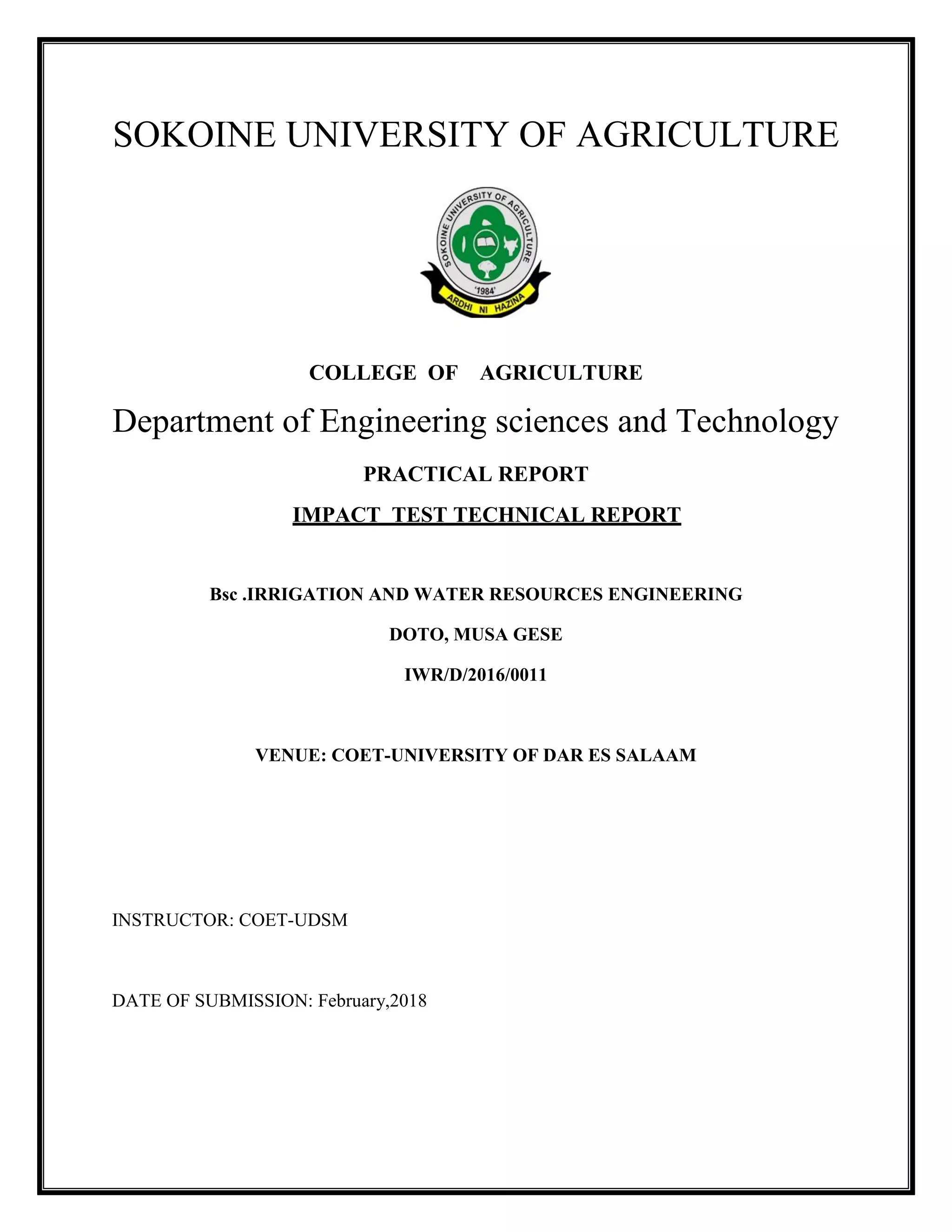 IMPACT TEST REPORT . | PDF