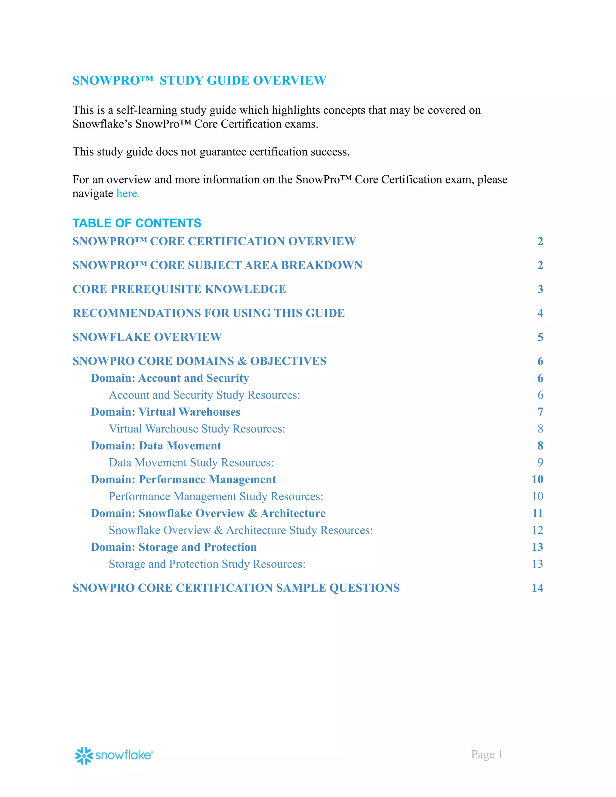 SnowProCore StudyGuide | PDF