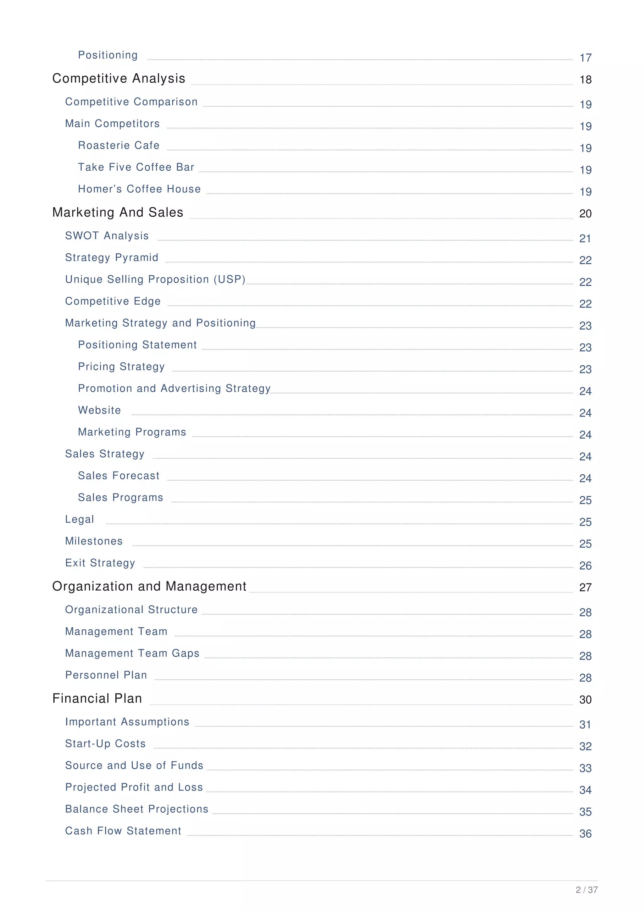coffee shop business plan example | PDF