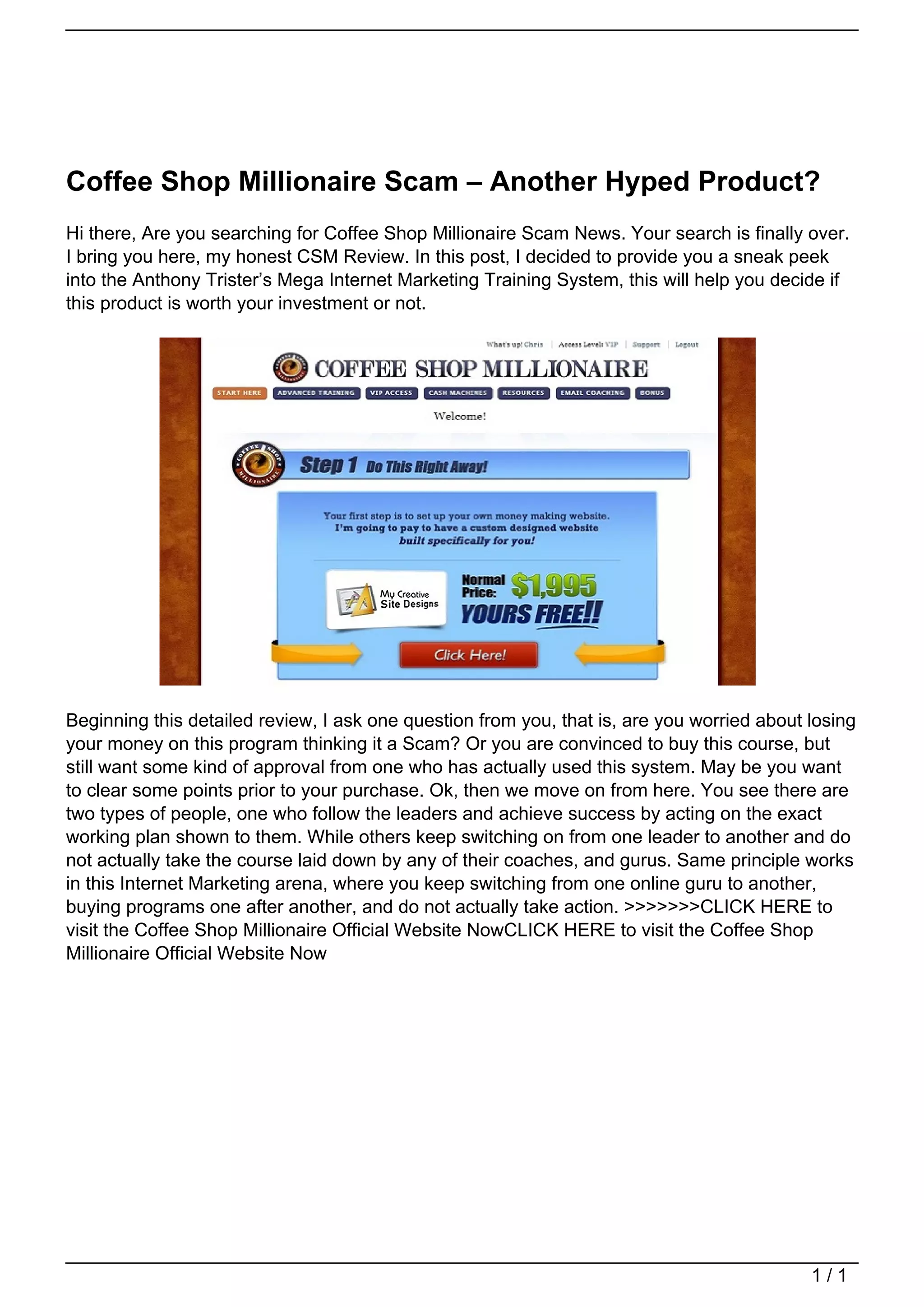 Coffee Shop Millionaire Scam | PDF