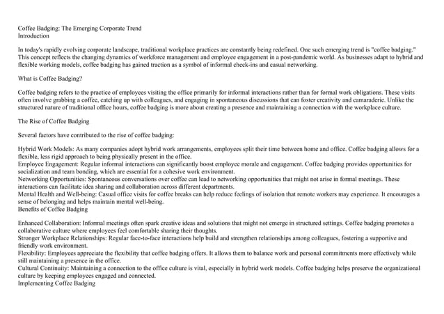 What is coffee badging? Meaning, description | PDF