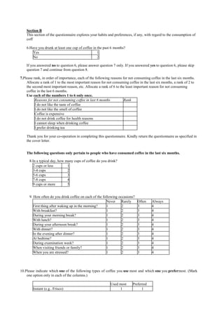 Coffee consumption | DOCX