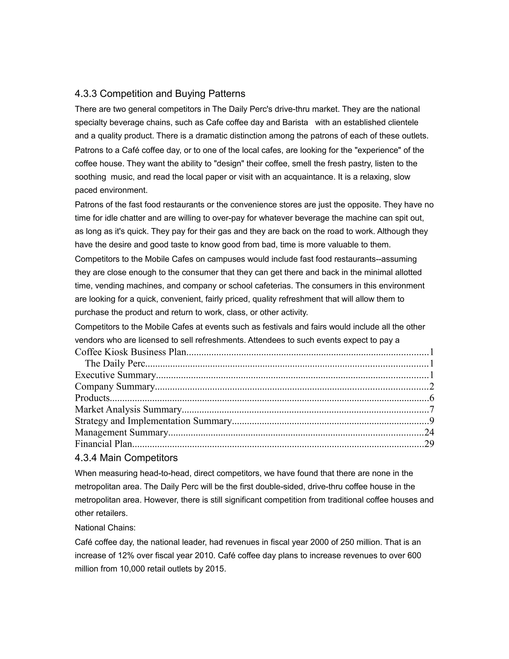 Coffee kiosk business plan | DOC | Business Accounting & Finance | Business