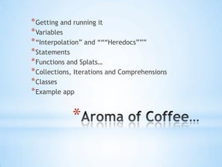 CoffeeScript - An Introduction | PPTX | Web Development | Internet