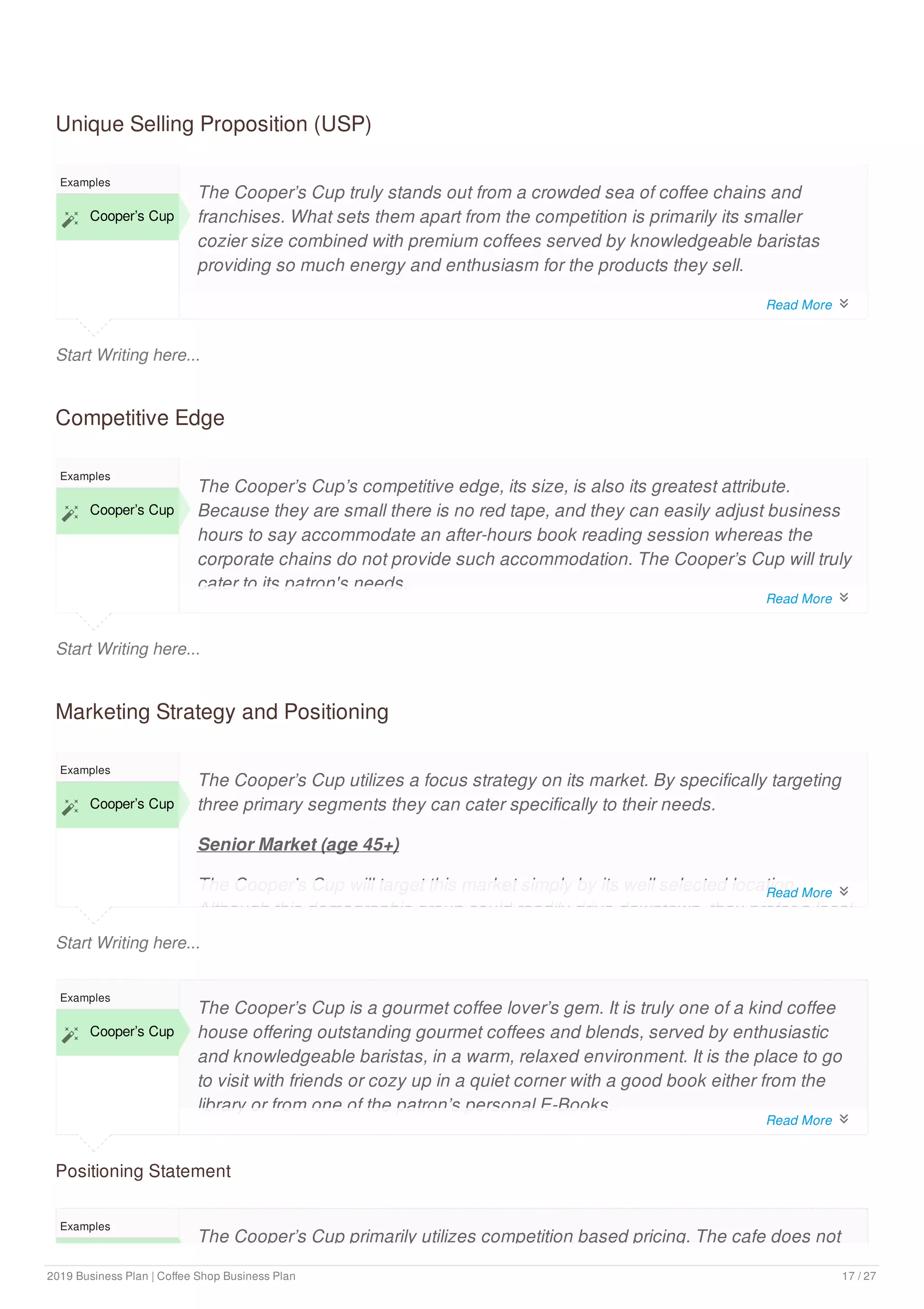 Coffee shop business plan example | PDF