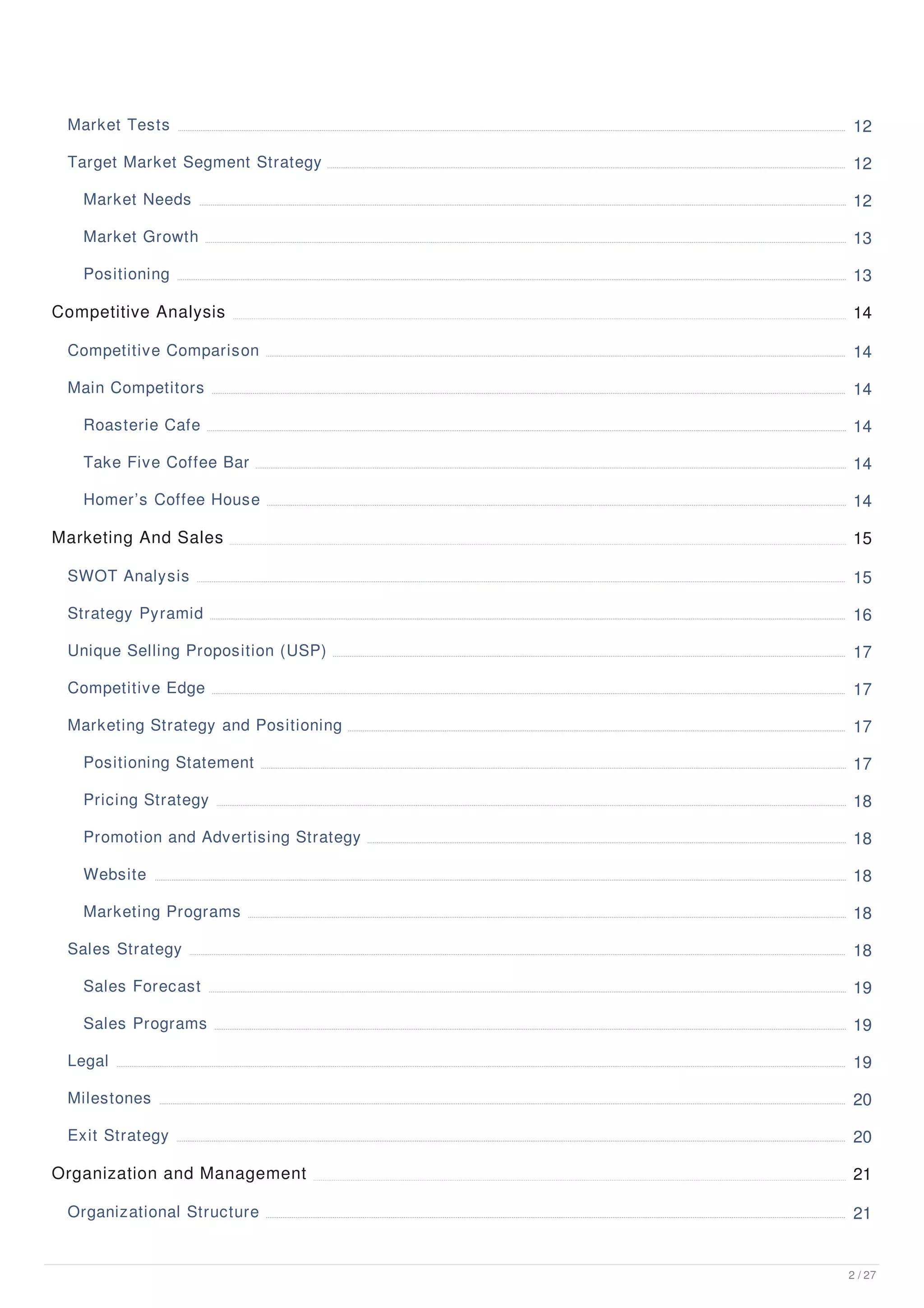 Coffee shop business plan example | PDF