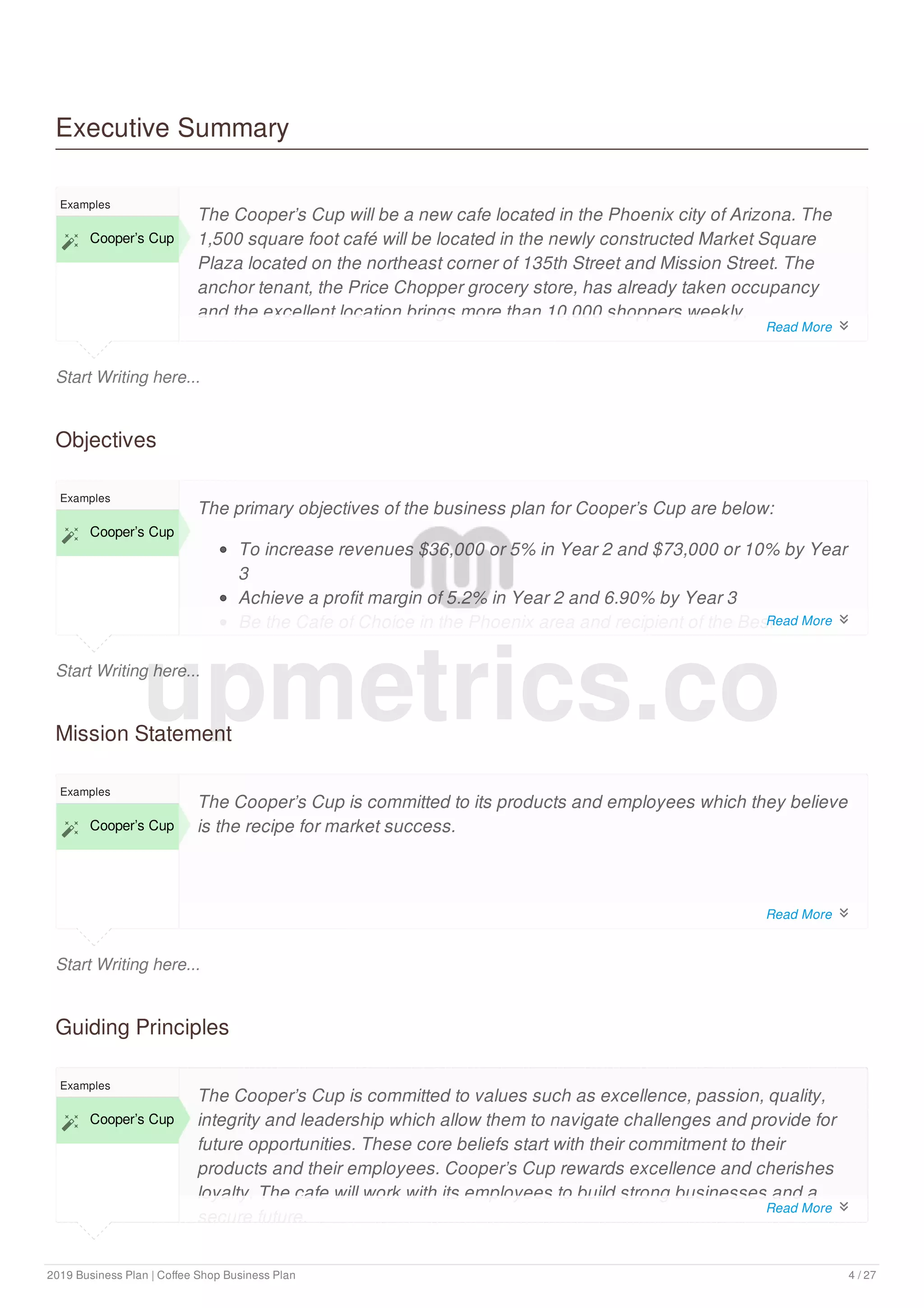 Coffee shop business plan example | PDF