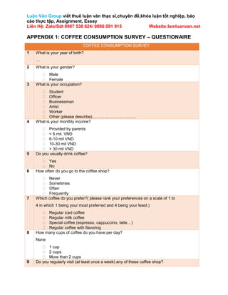 MARKETING PLAN COFFEE SHOP IN HO CHI MINH CITY | DOCX