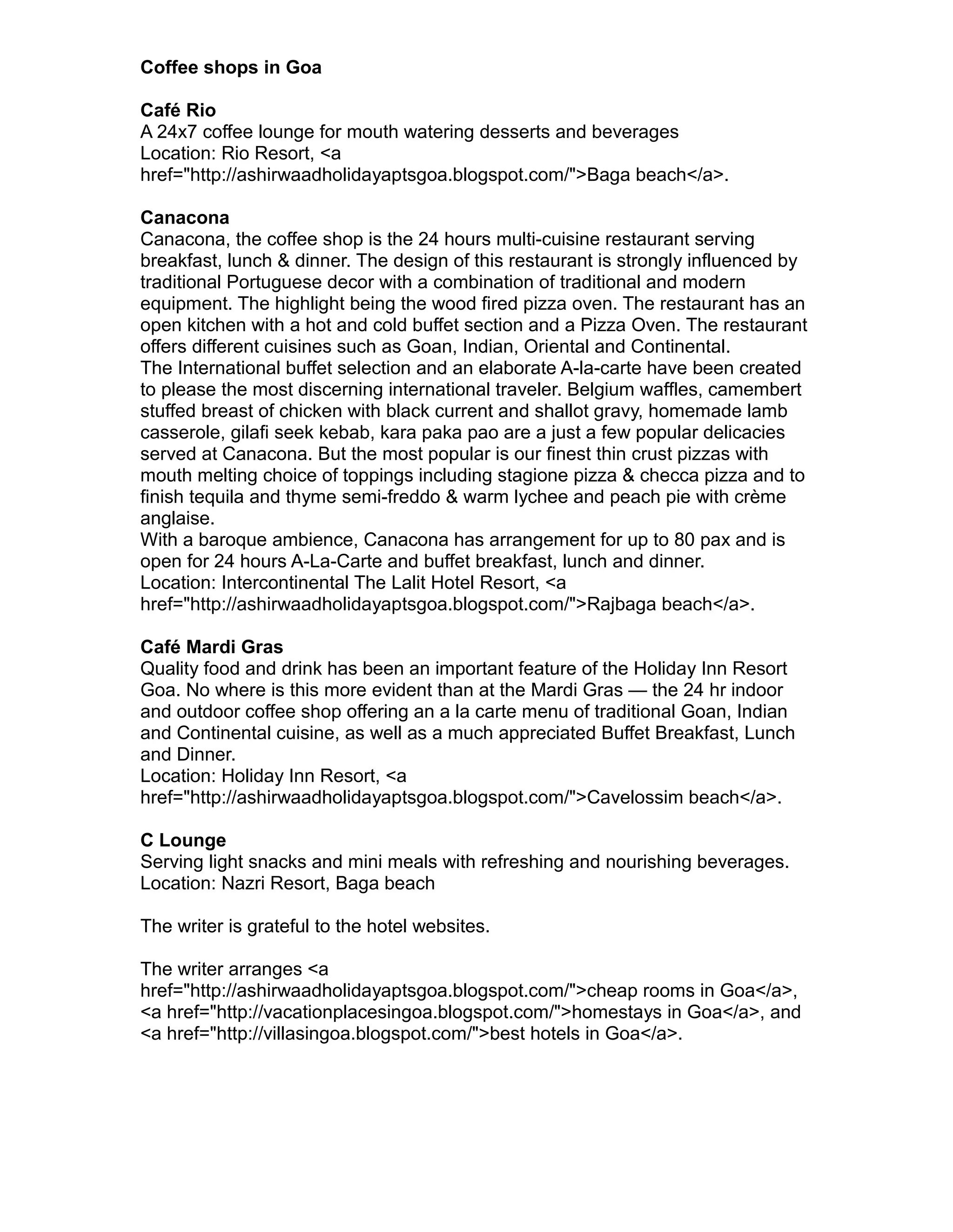 Coffee shops in goa | PDF