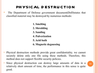 Cofidential data storage and deletion 2003 (2) | PPT