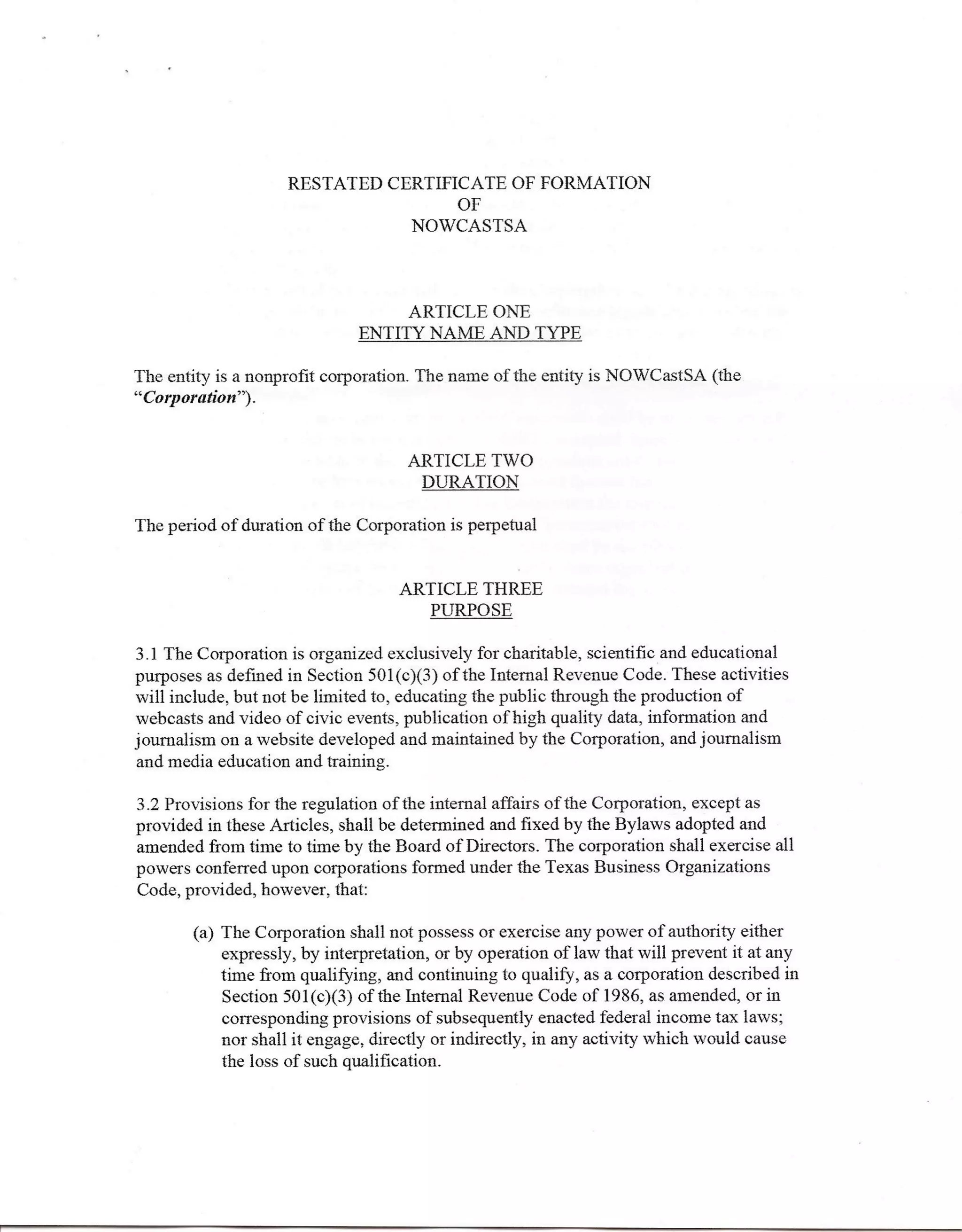Certificate of Formation | PDF
