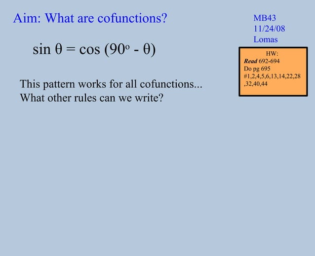 Cofunctions | PPT