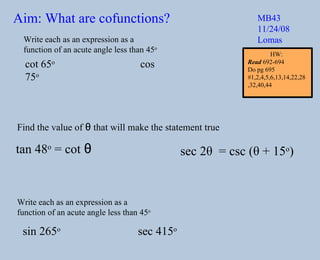 Cofunctions | PPT