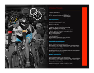 COG cycling Sponsor Proposal | PDF | Track and Field | Sports