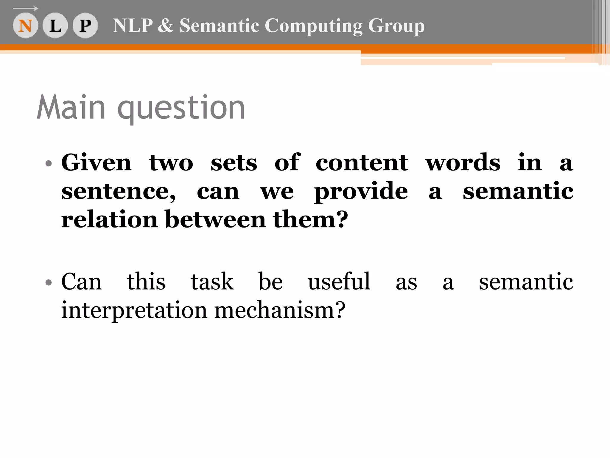 Semantic Relation Classification Task Formalisation And Refinement Ppt