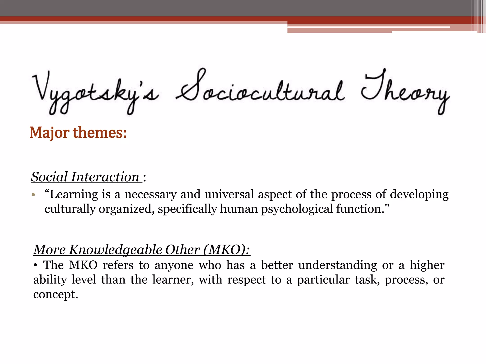 Vygotsky's Theory of Cognitive Developmet (Simple Outline Presentation ...