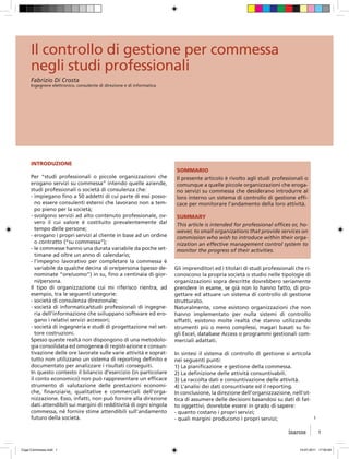 Il controllo di gestione su commessa negli studi professionali | PDF