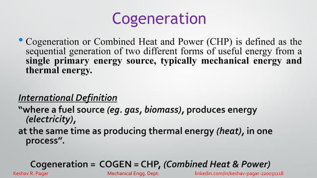 Cogeneration CHP Combined Heat & Power Power Plant | PPT