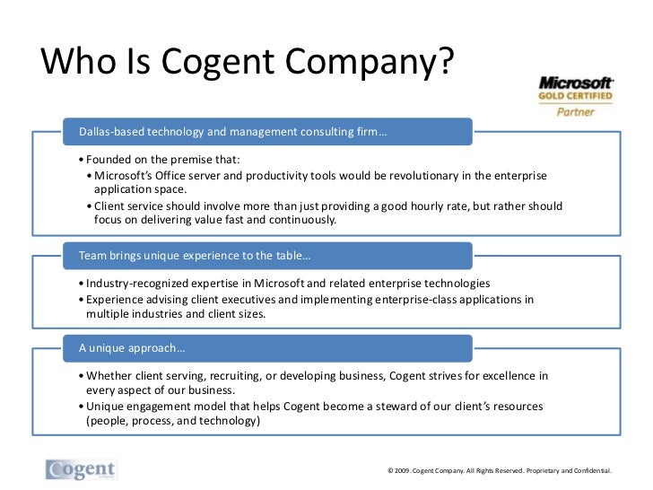 Cogent Company Overview.11292009