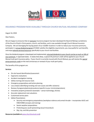 Cogic pastor letter aug 2018 | PDF