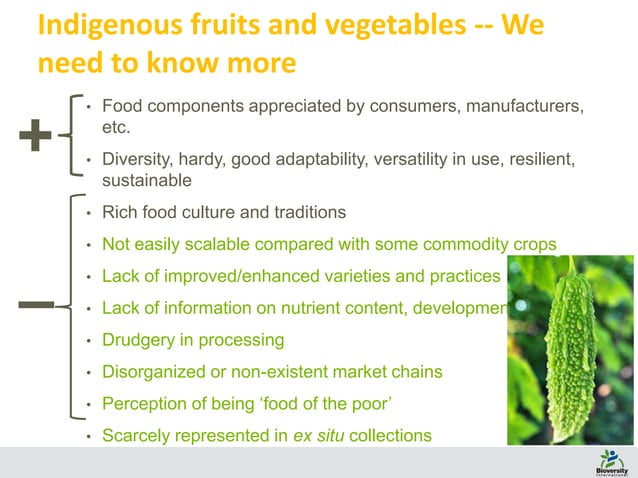Contribution of indigenous fruits and vegetables to dietary diversity ...