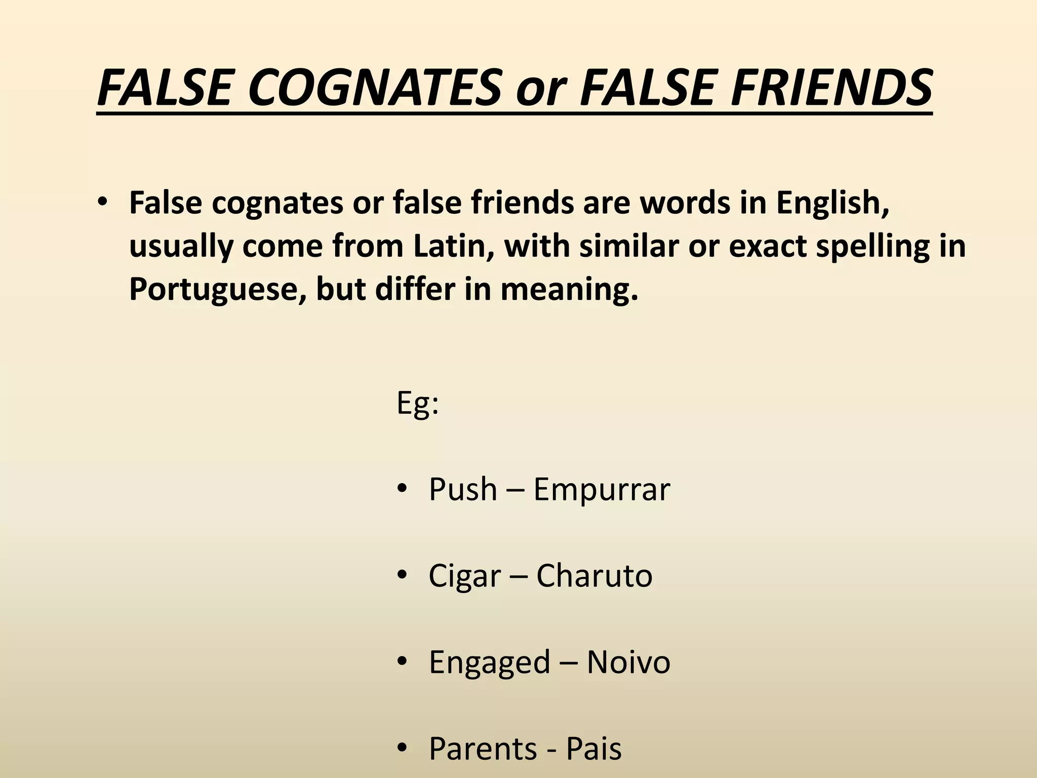 False Cognates | PPT