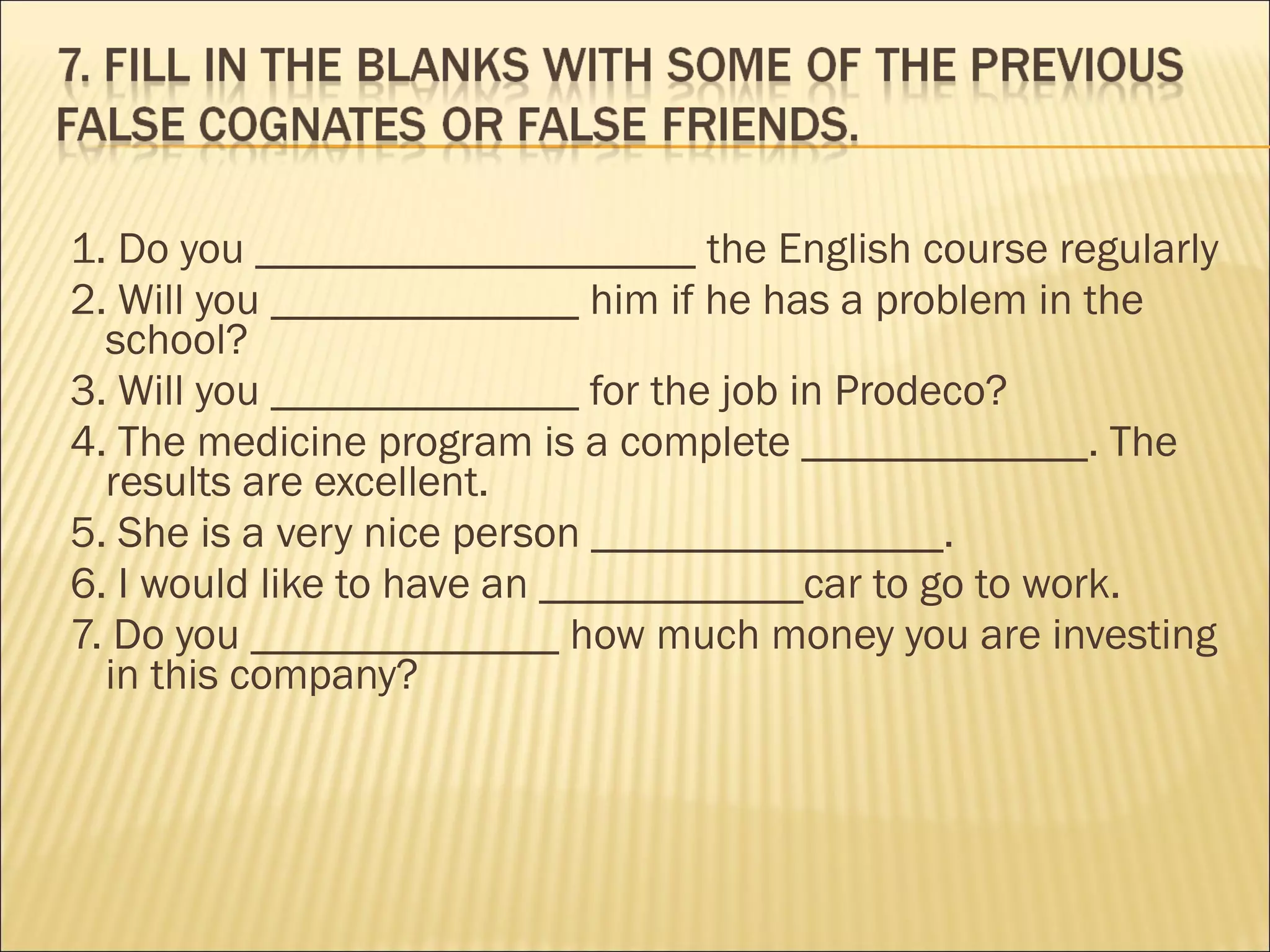 Cognates and false cognates copia | PPT