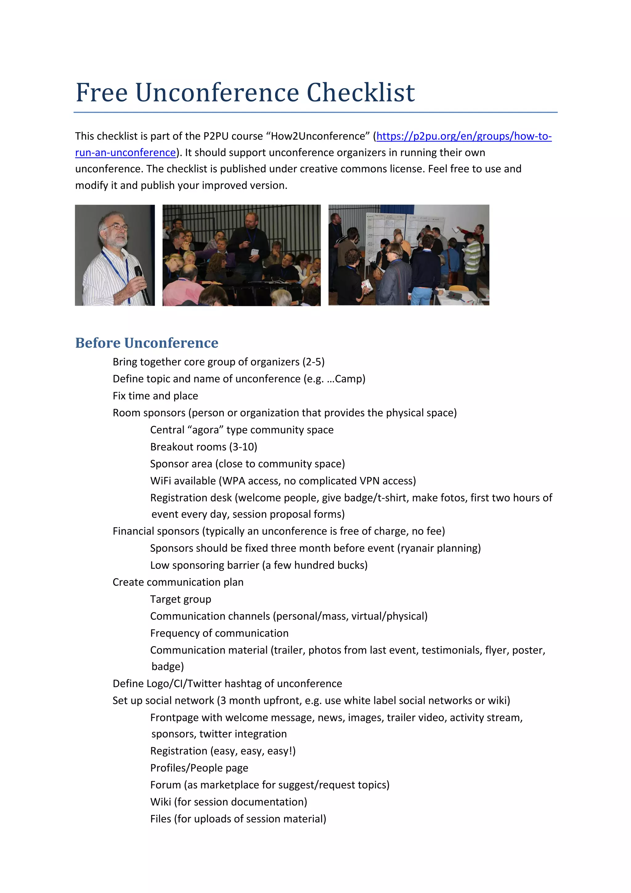 Cogneon Free Unconference Checklist | PDF