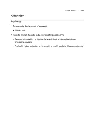 Cognition | DOCX | Artificial Intelligence | Technology & Computing