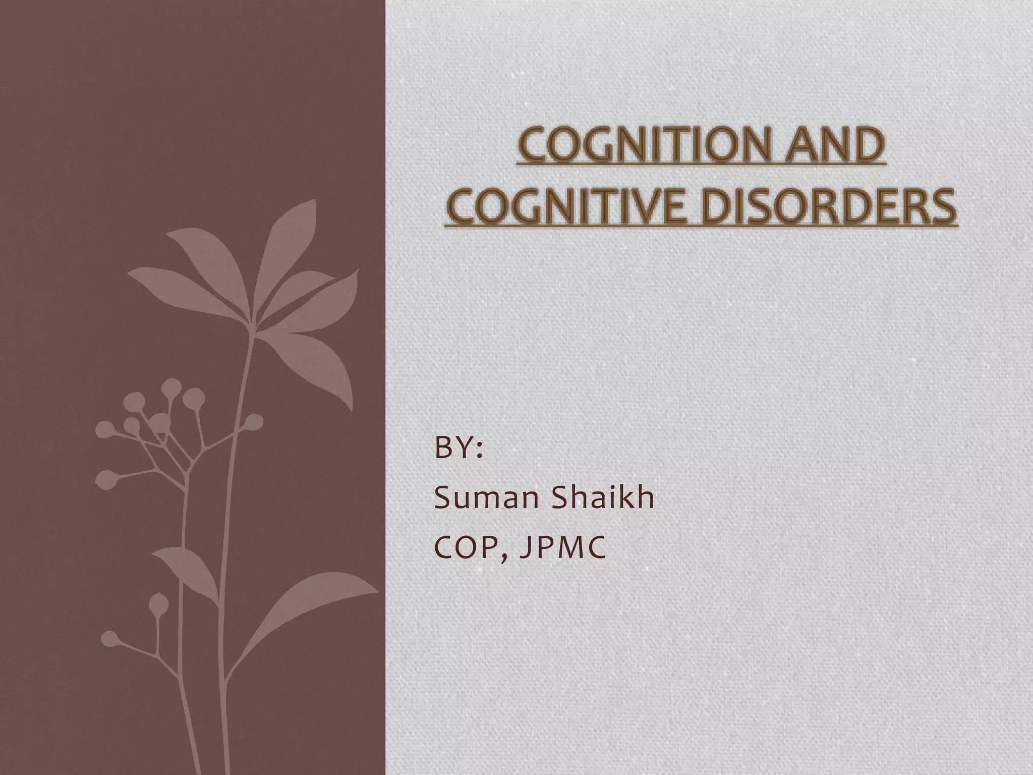 Cognition and Cognitive Disorders | PPTX