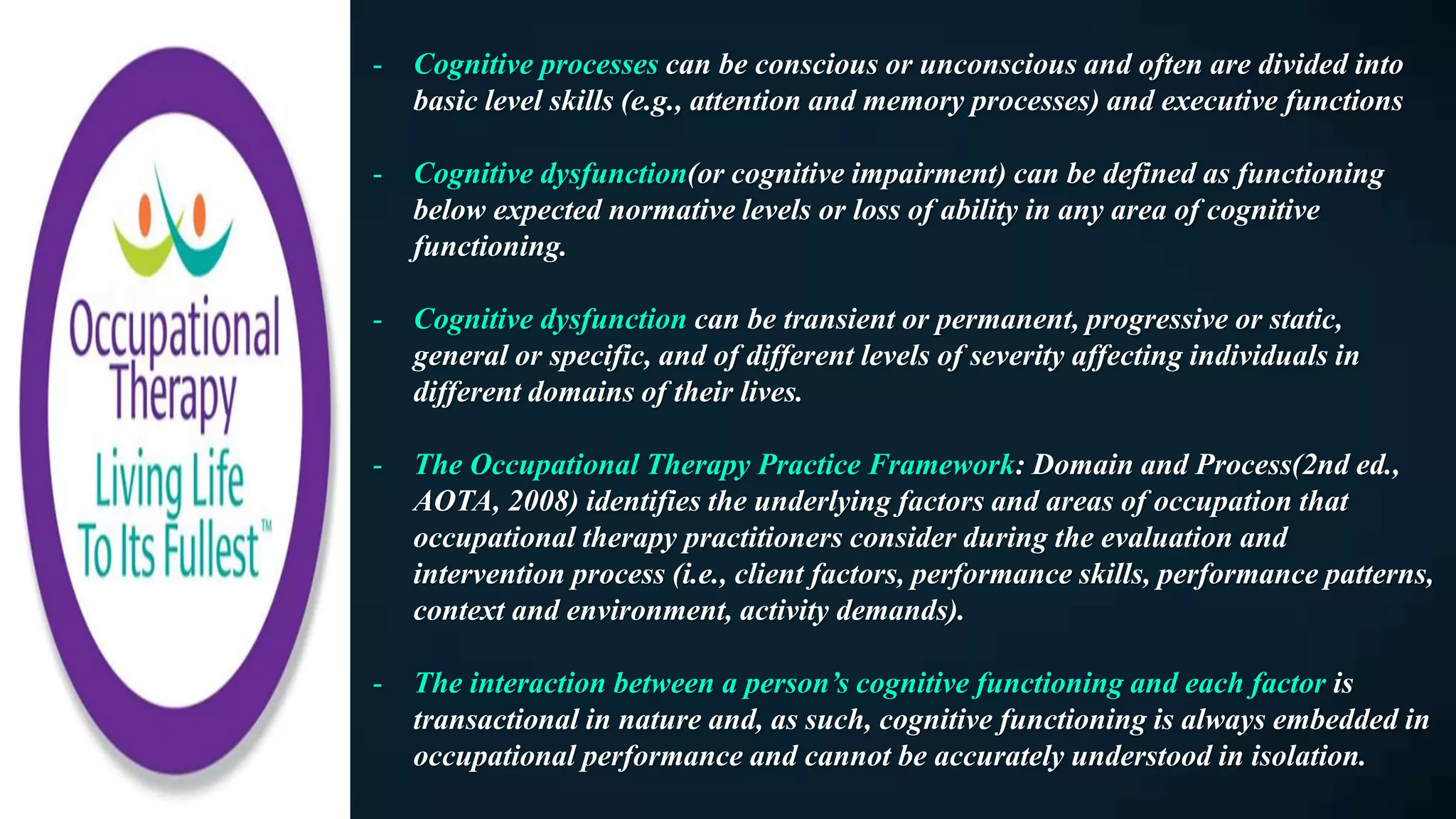 Occupational Therapy & Cognition | PPTX