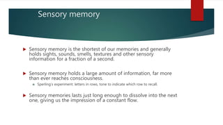 Cognition: memory and its parts | PPTX