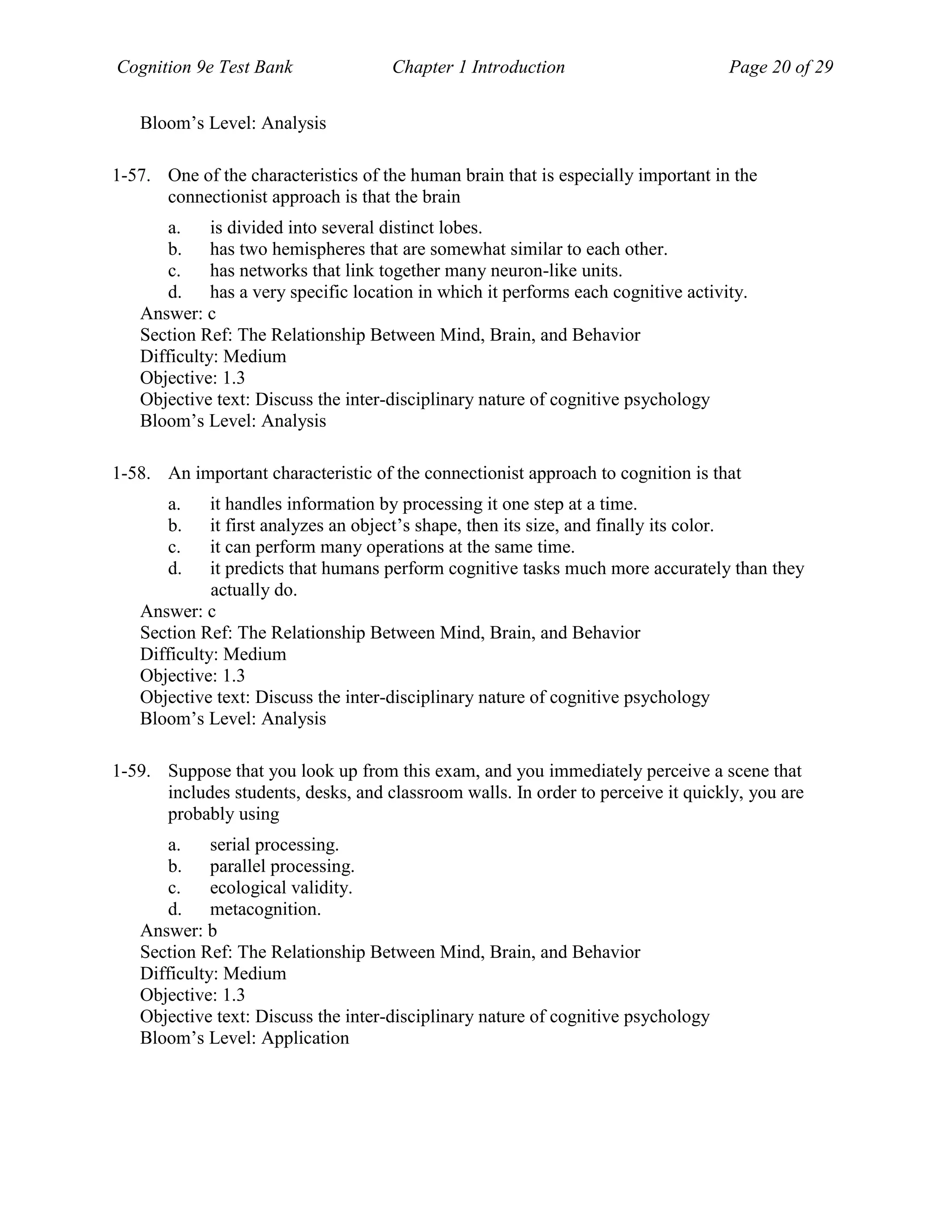 Cognition 9th Edition Matlin Test Bank | PDF