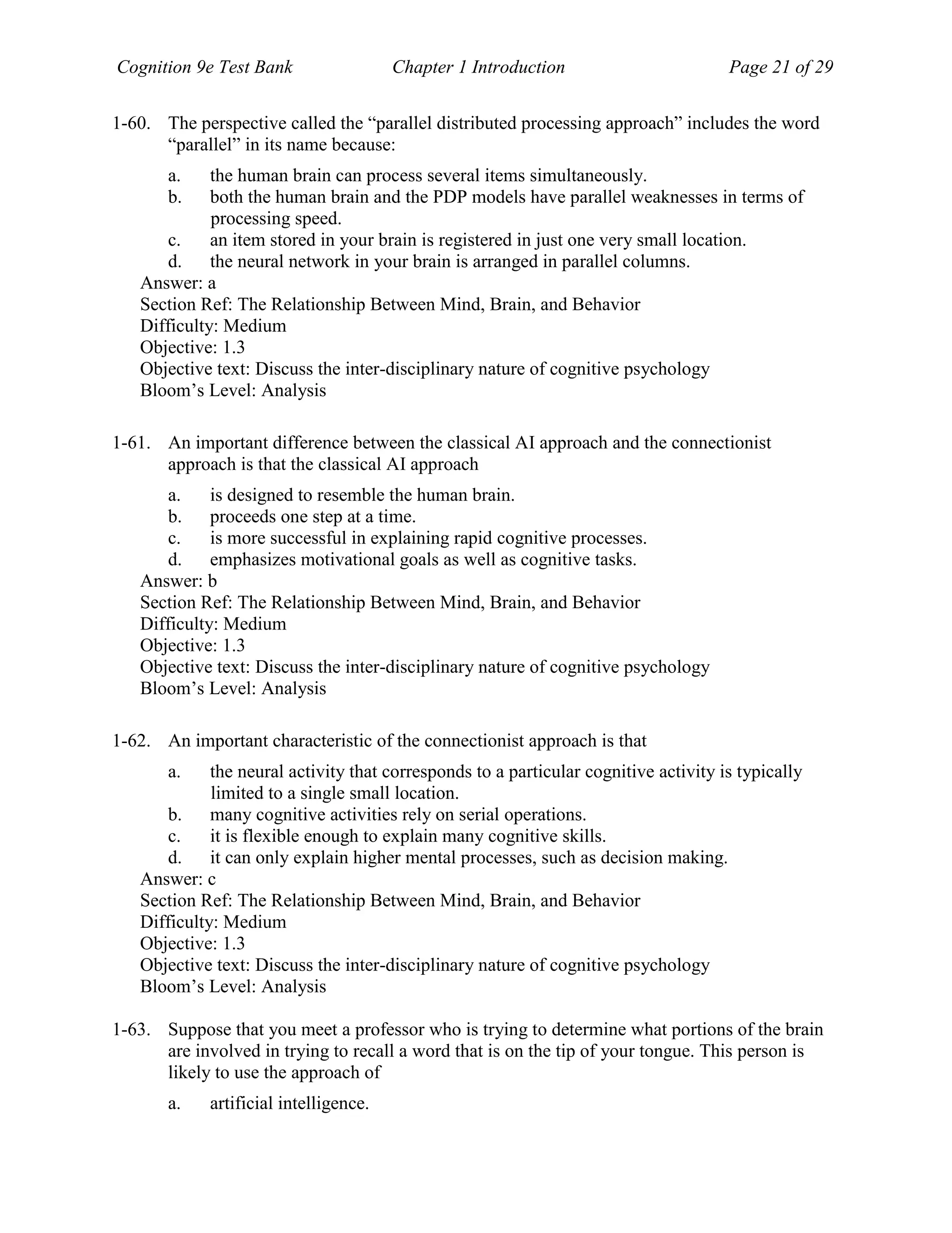 Cognition 9th Edition Matlin Test Bank | PDF