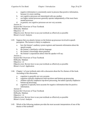 Cognition 9th Edition Matlin Test Bank | PDF