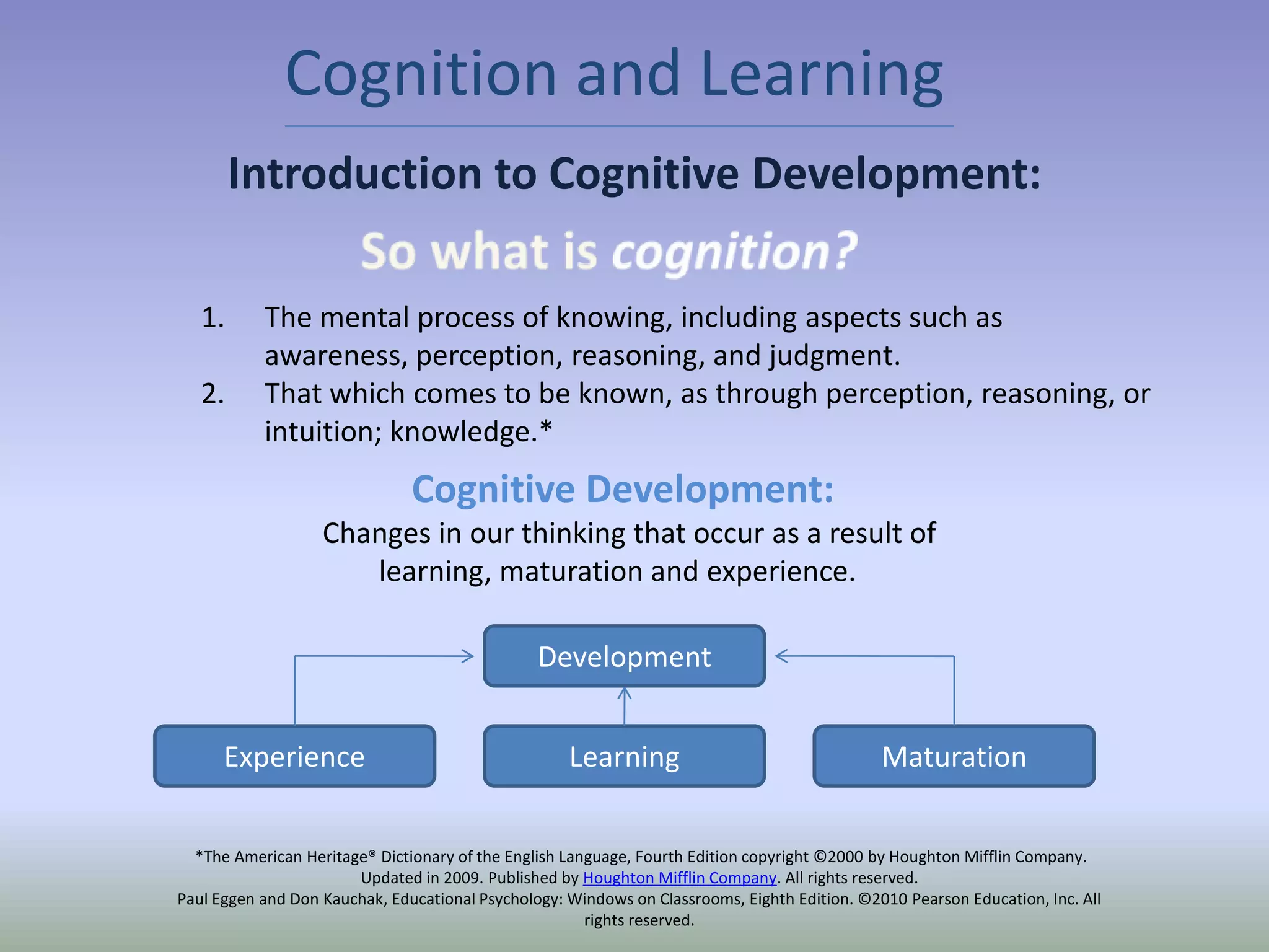 Cognition and learning assessment 2 slideshow | PPT