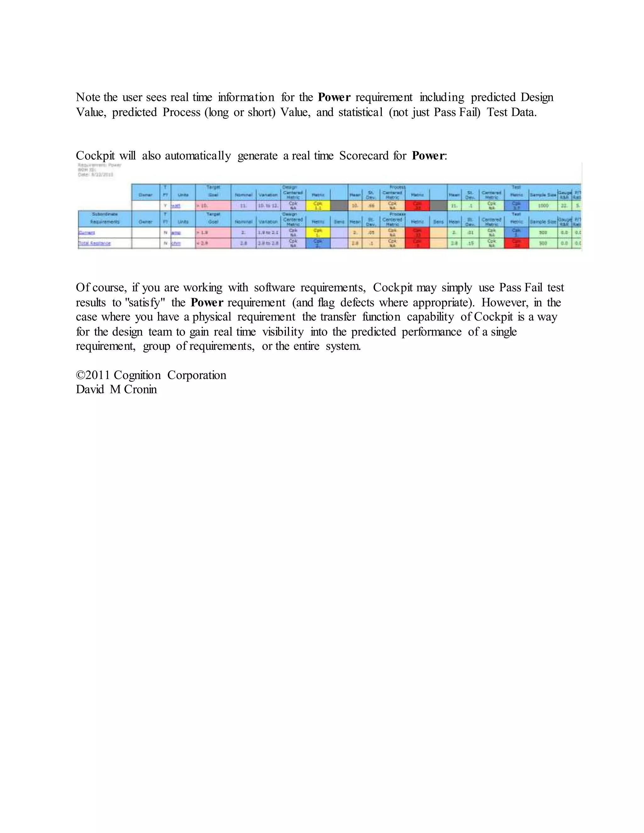 Cognition cockpit requirements | DOCX