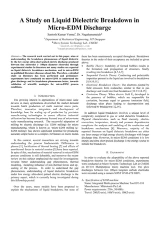 A Study on Liquid Dielectric Breakdown in Micro-EDM Discharge ...