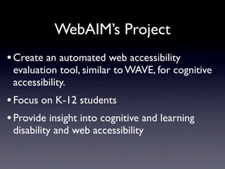 Insights into Cognitive Web Accessibility | PDF | Web Design and HTML ...