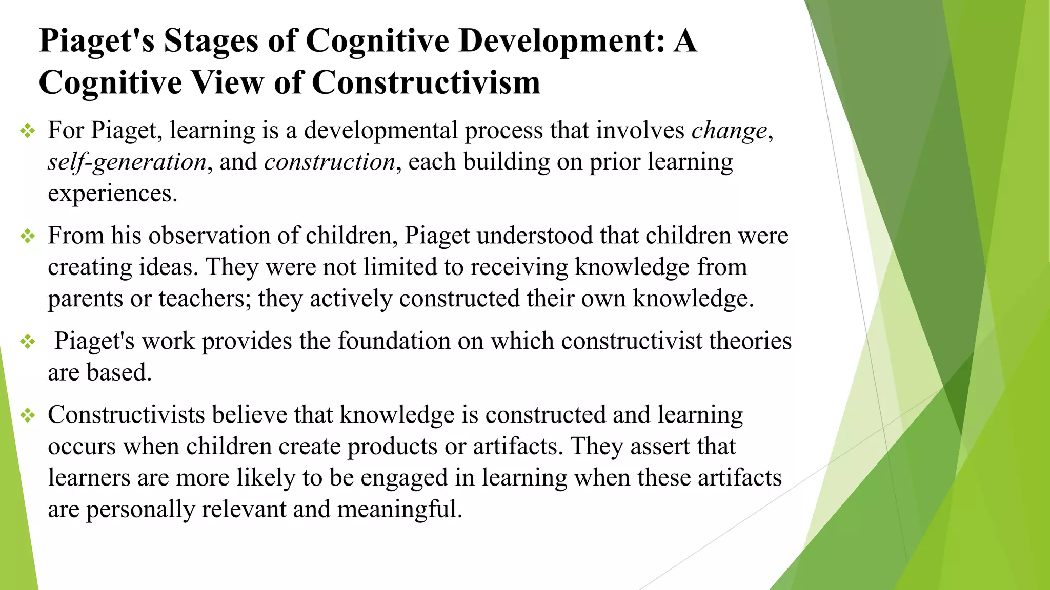 Cognitive approaches to learning piaget | PPTX