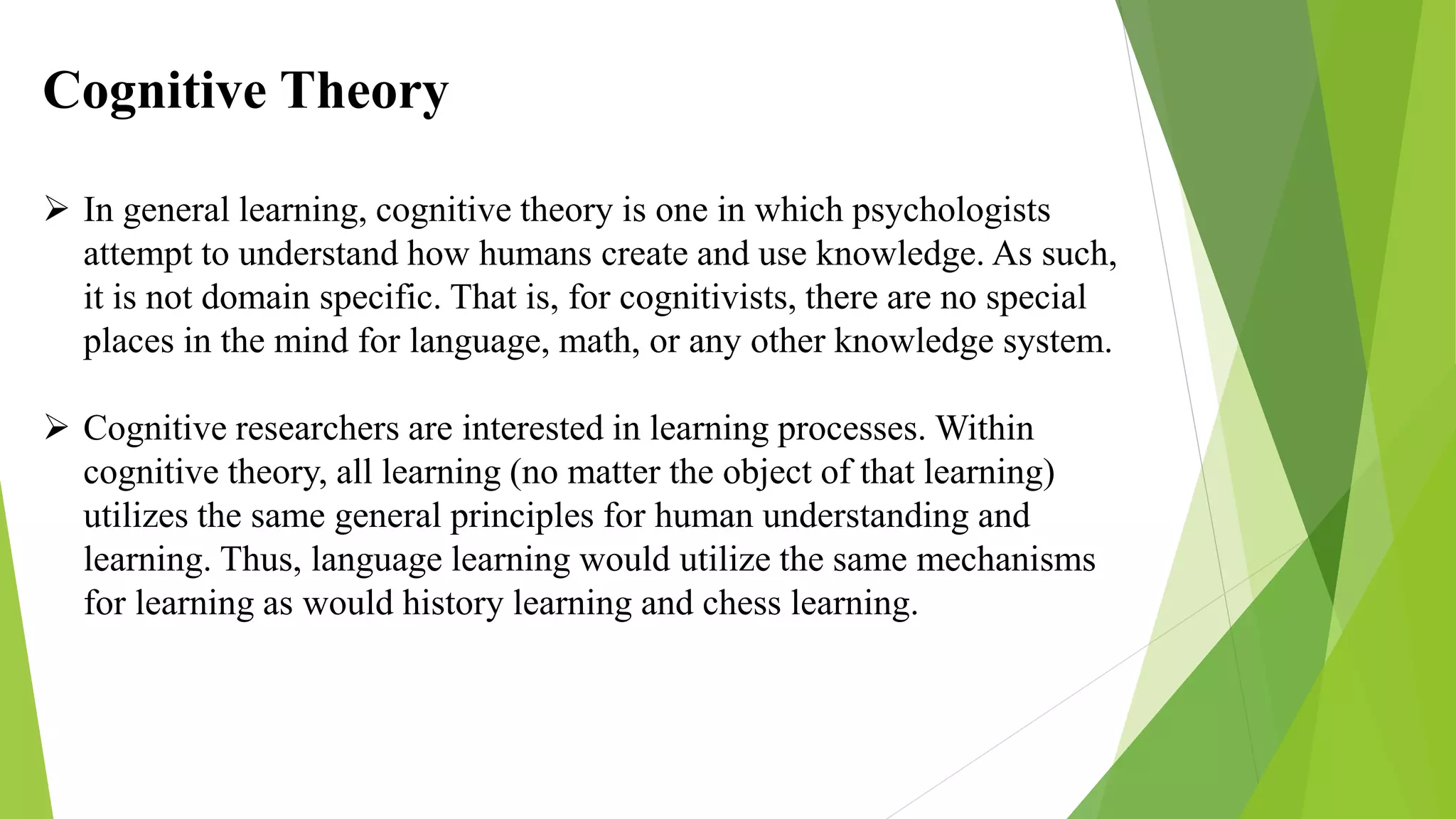 Cognitive approaches to learning piaget | PPTX