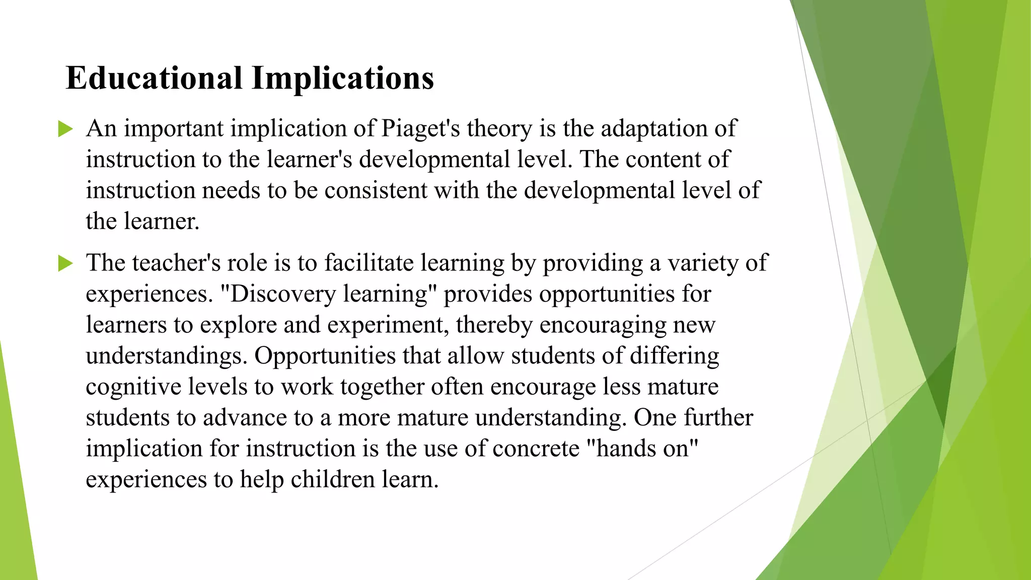 Cognitive approaches to learning piaget | PPTX