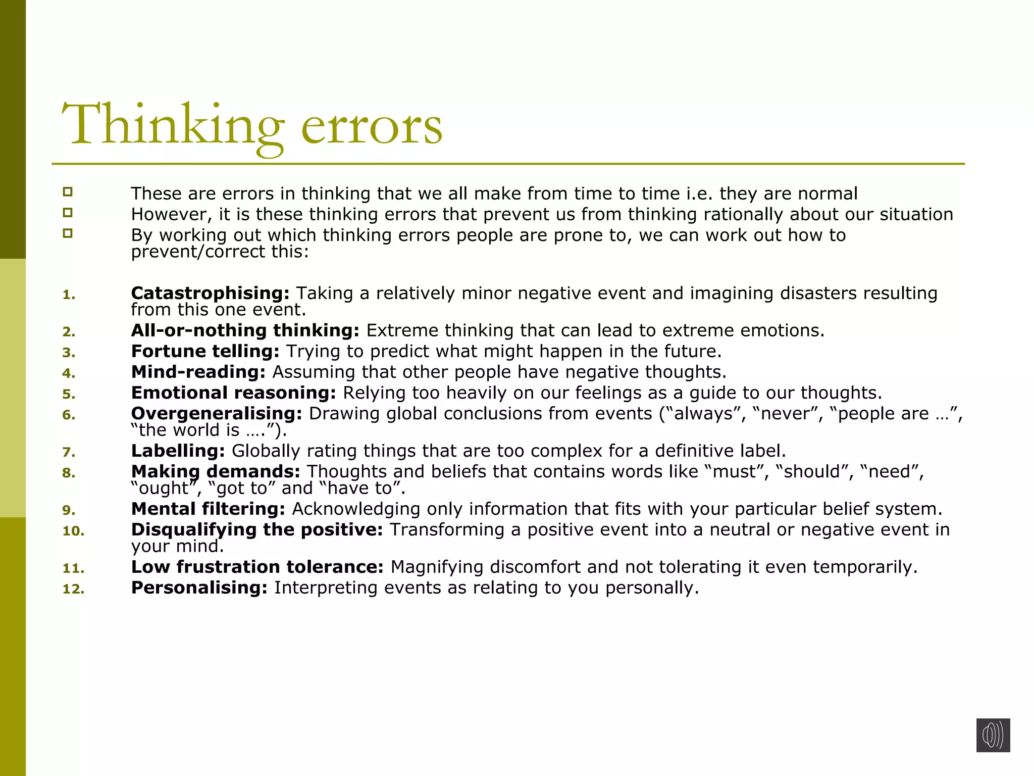 Cognitive Behavioural Therapy: A Basic Overview (Presentation) | PPT