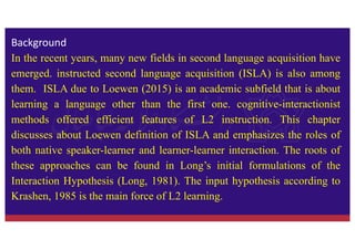 Cognitive interactionist approaches to l2 instruction | PDF