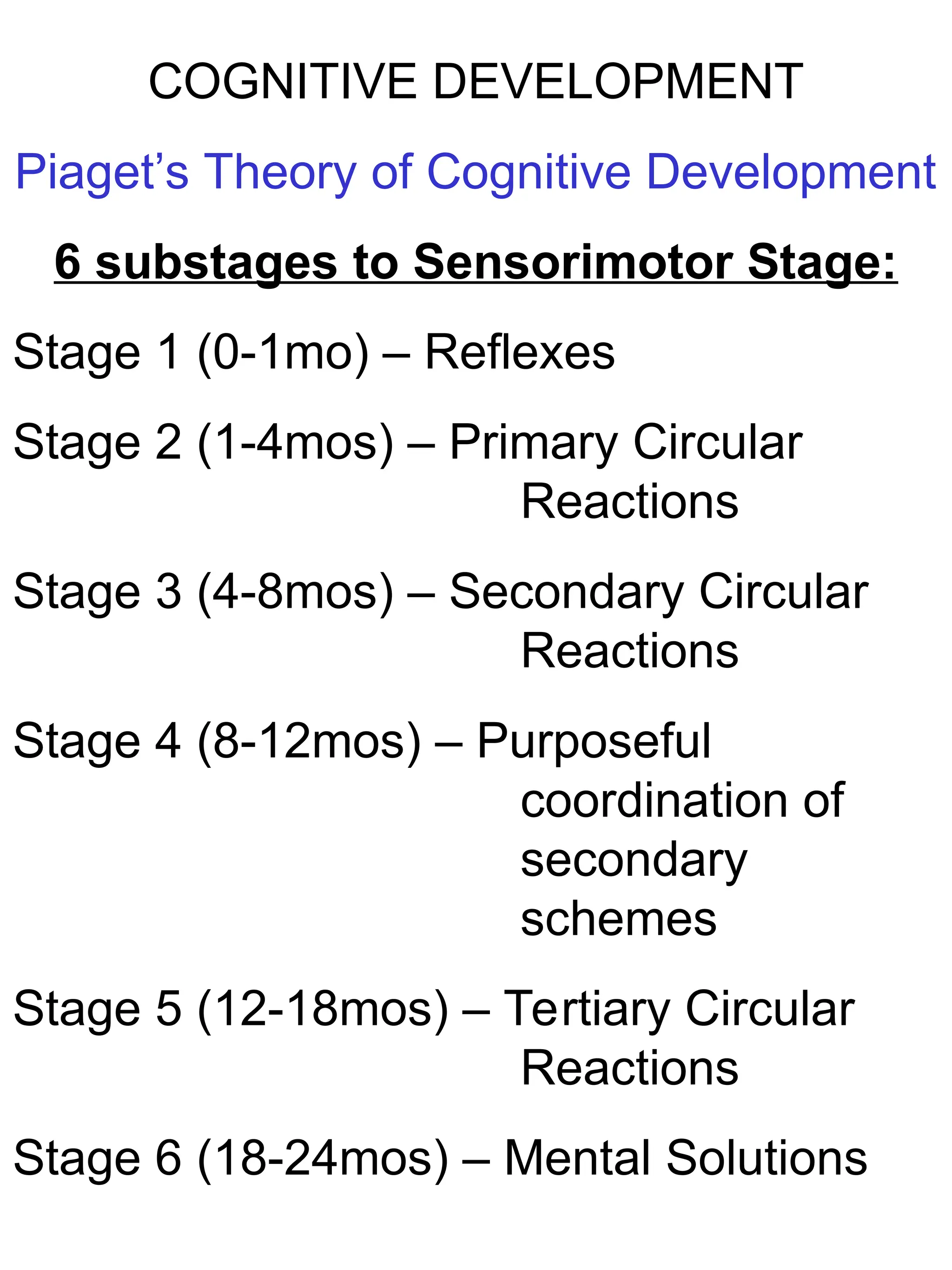 cognitive development stages jean piaget.ppt