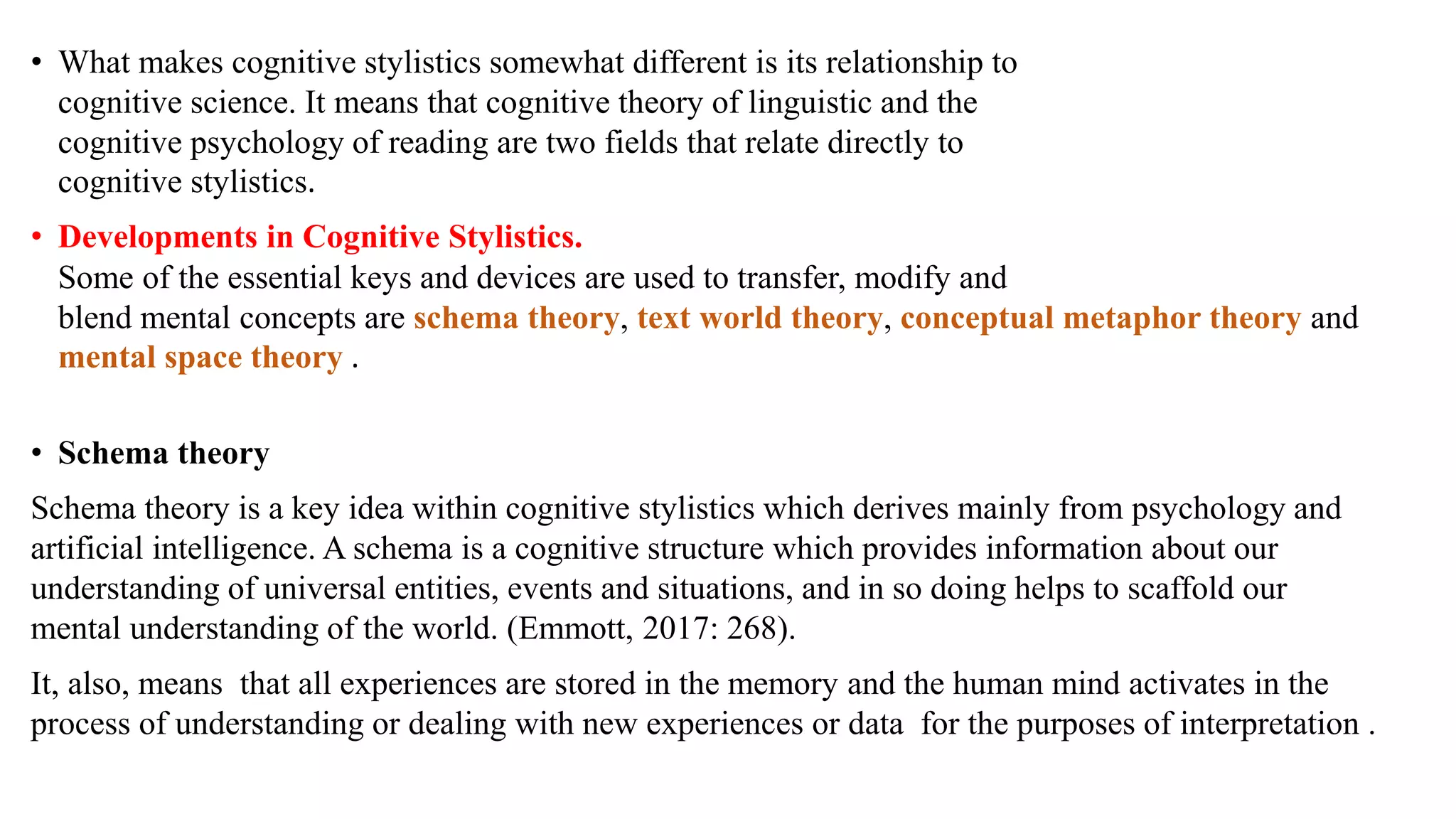 Cognitive, affective and expressive stylistics, CDA and stylistics | PPT