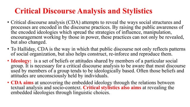 Cognitive, affective and expressive stylistics, CDA and stylistics | PPT