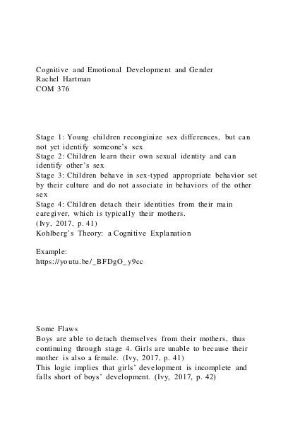 Cognitive and Emotional Development and GenderRachel Hartman | PDF