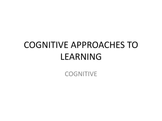 Cognitive and learning | PPT